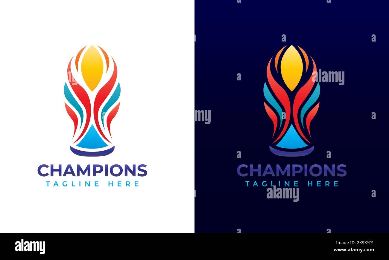 Champions cup and trophy logo abstract colorful gradient illustration ...