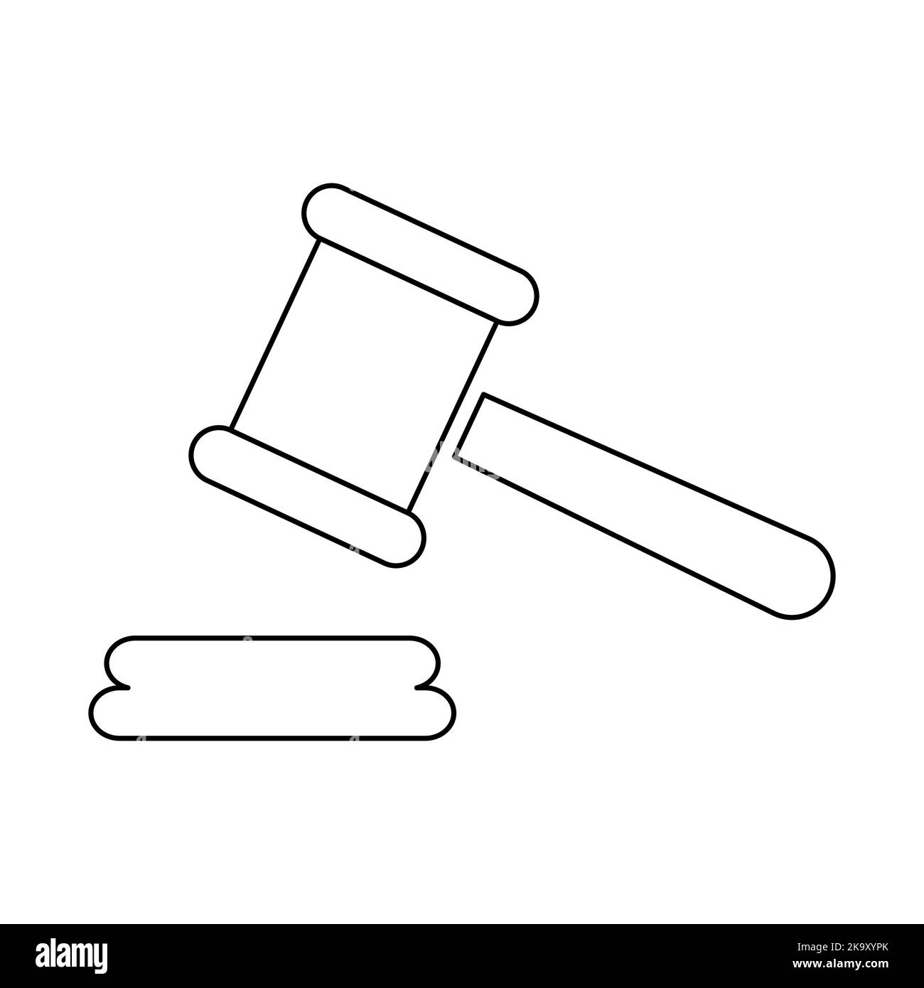 Judge hammer icon, law auction symbol, gavel justice sign vector ...