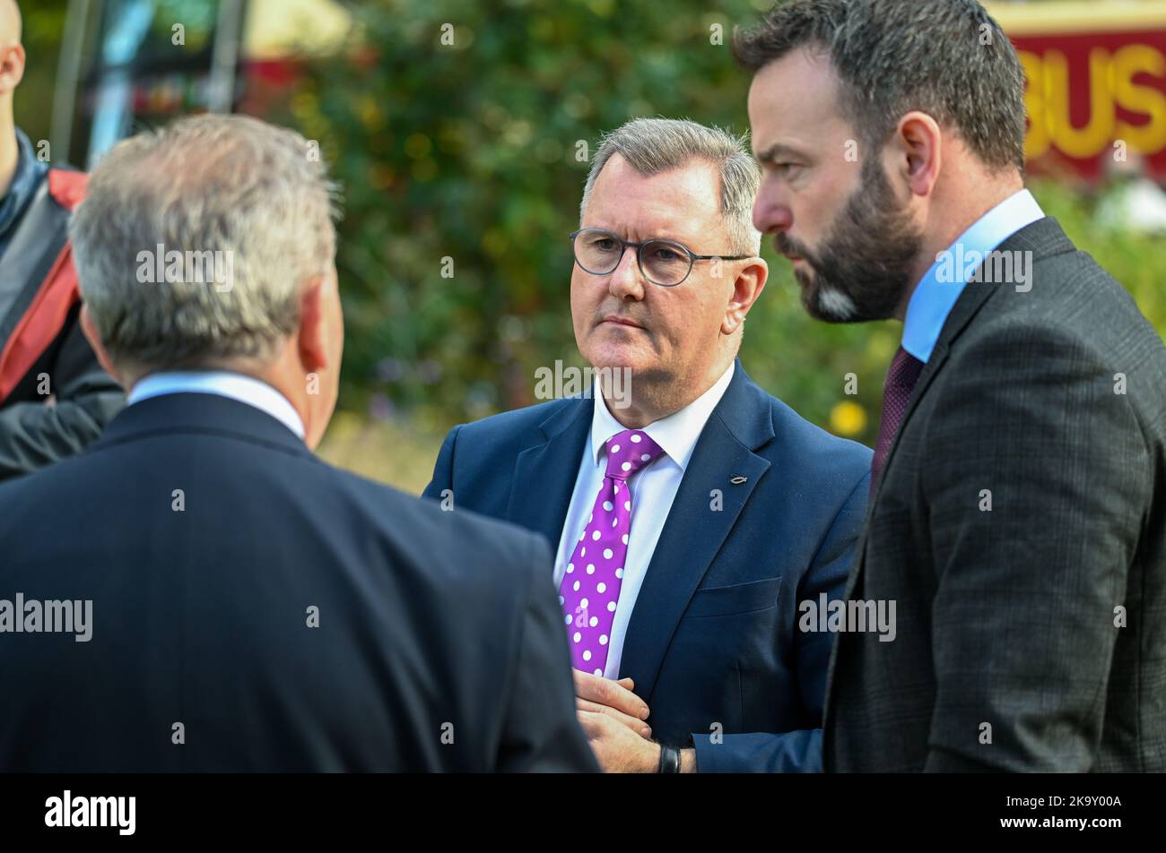 Jeffrey Donaldson, (Centre) leader of the Democratic Unionist Party of ...