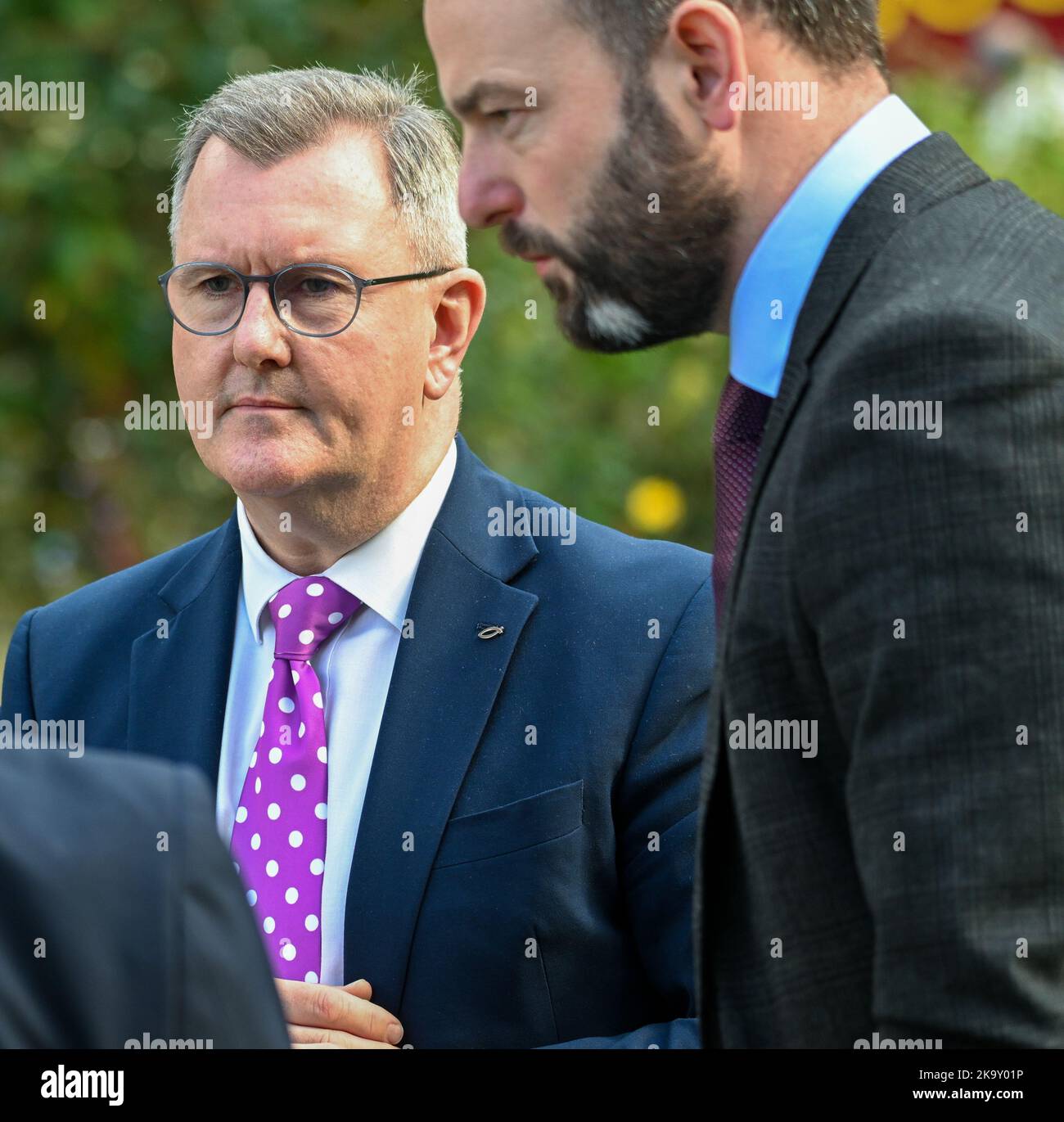 Jeffrey Donaldson, (Centre) leader of the Democratic Unionist Party of ...