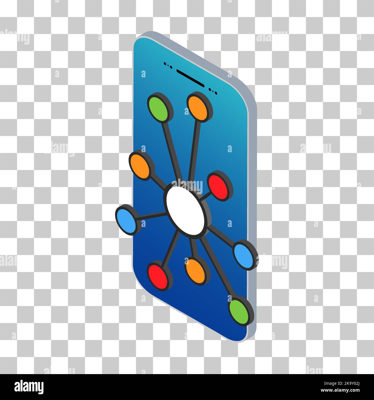 Hub isometric network icon, connect structure vector symbol isolated ...