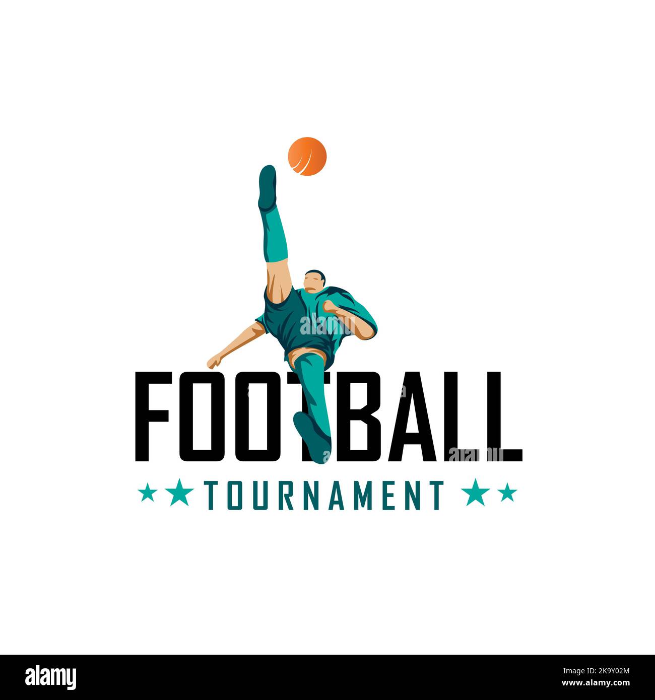 Football player logo in action with soccer emblem design on white ...