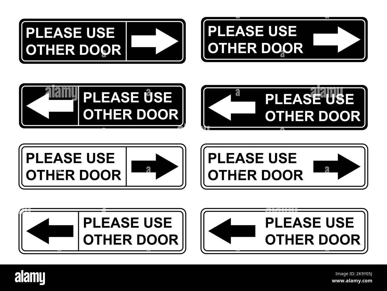 Set Of Please Use Other Door Graphic Icon Information Label Notice Text Direction Vector
