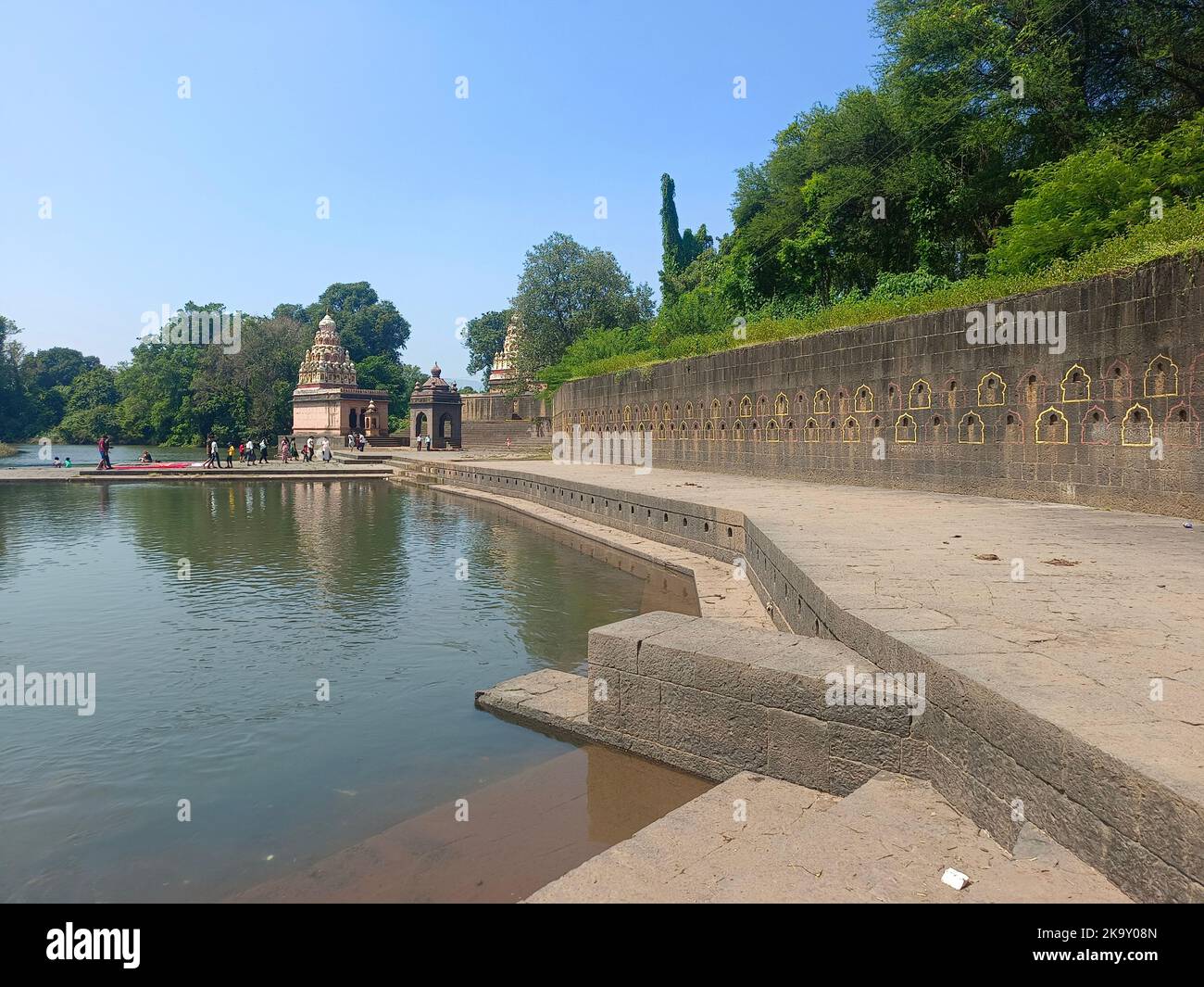 Wai, Maharashtra, India, 30 October 2022, Temple on Krishna Ghat, Bank ...