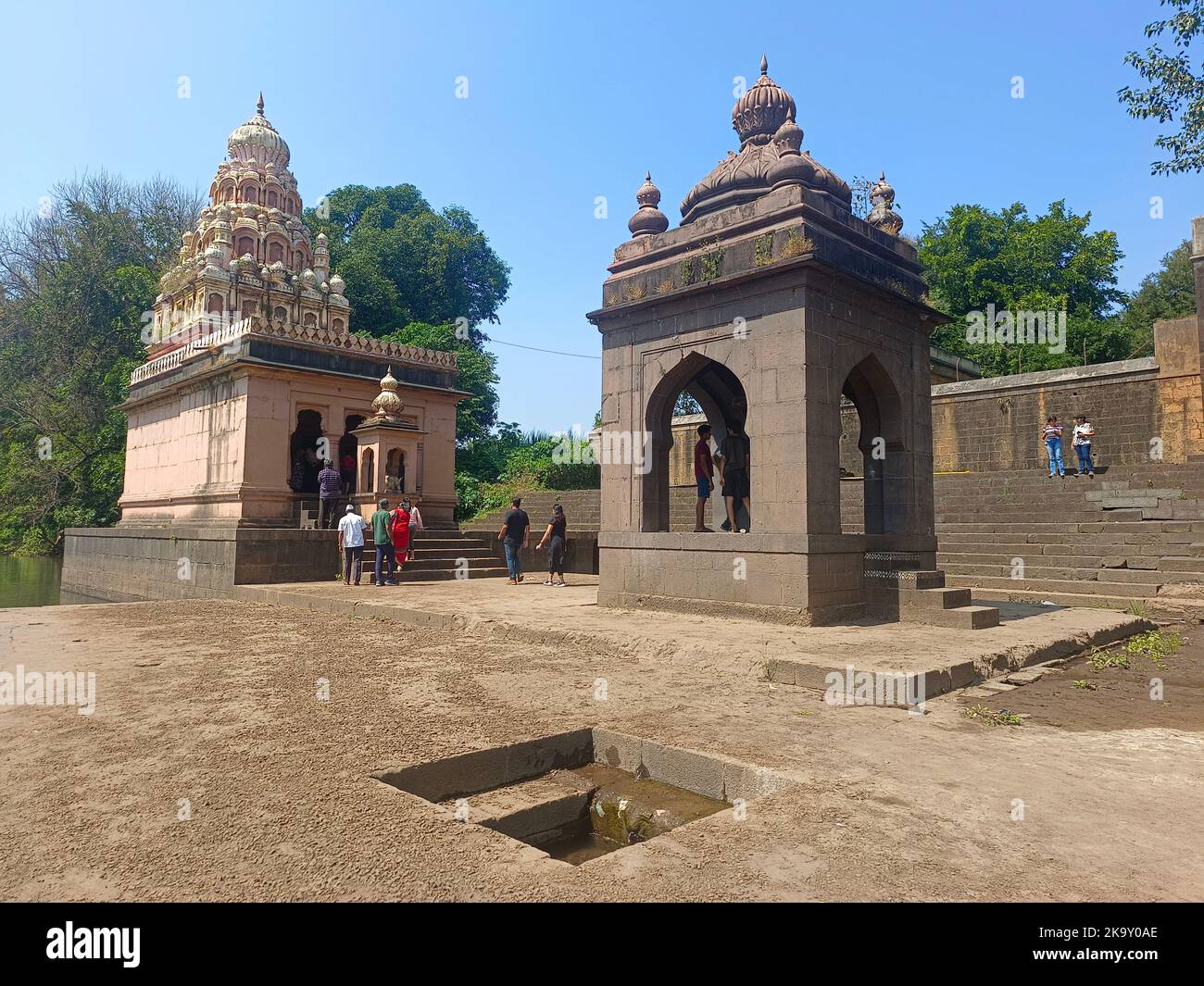 Wai, Maharashtra, India, 30 October 2022, Temple on Krishna Ghat, Bank ...