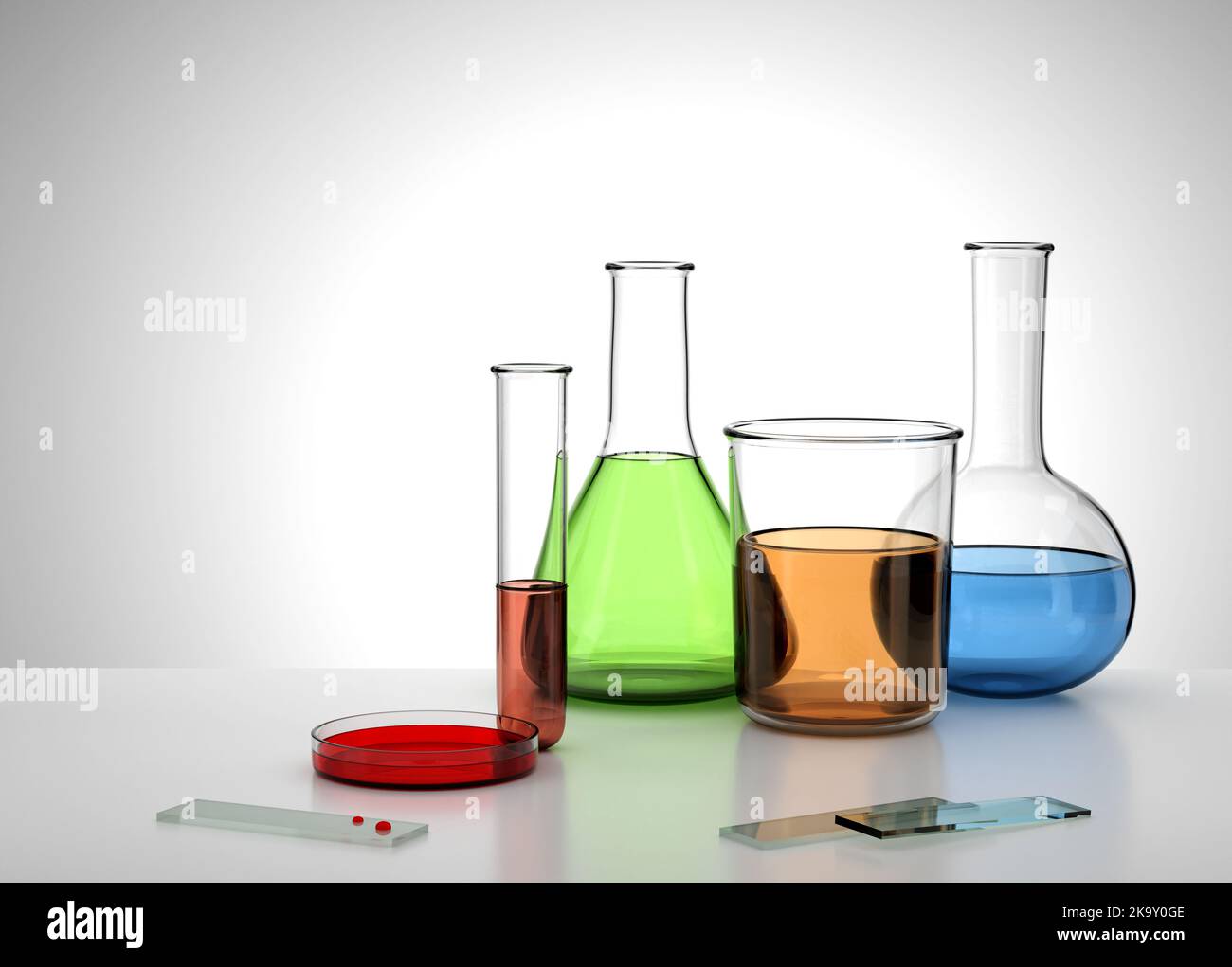 Realistic 3D Empty Lab Equipment Test Tube, flask, beaker, Petri dish ...