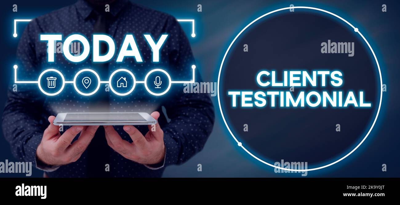 Hand writing sign Clients Testimonial. Conceptual photo Private Social ...