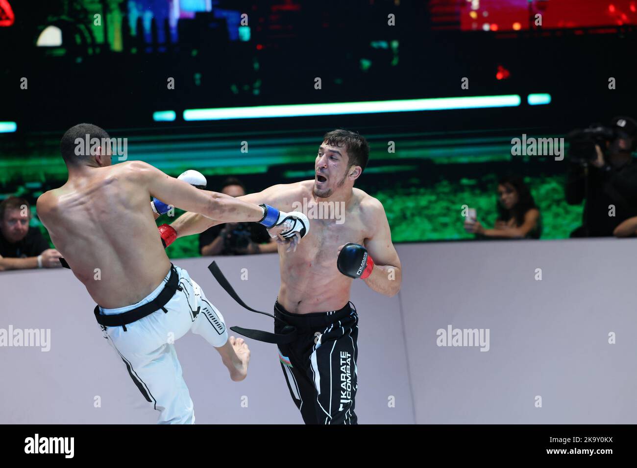 ORLANDO, FL - OCTOBER 29: Elvin Aghayev lands a body shot during Karate ...