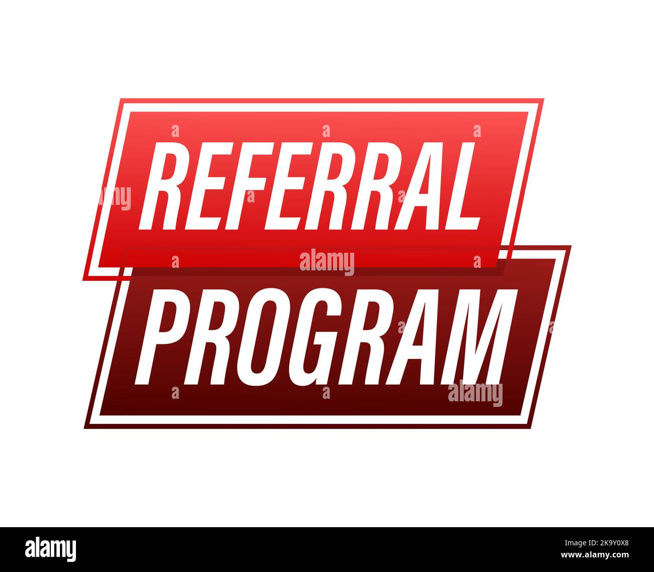 Referral program written on red label. Advertising sign. Vector stock ...