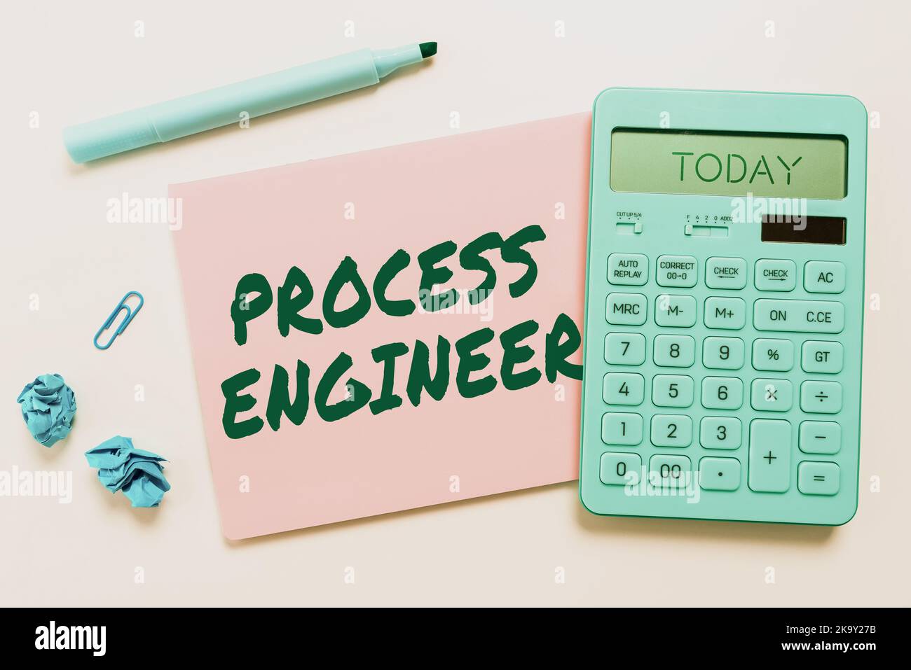 Handwriting text Process Engineer. Business showcase deciding how to go ...