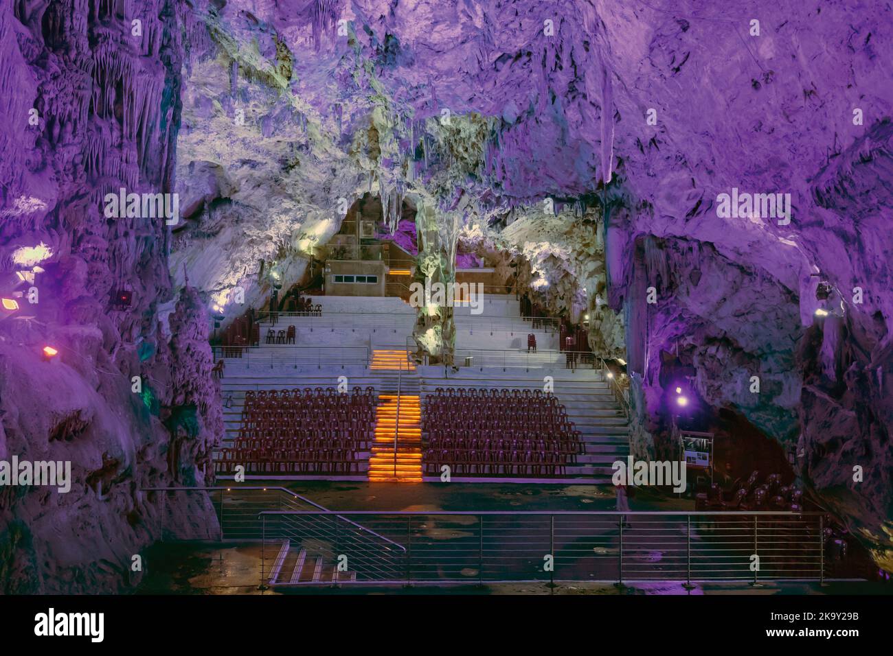 Interior of St. Michaels Cave, Gibraltar. The limestone cave is ...