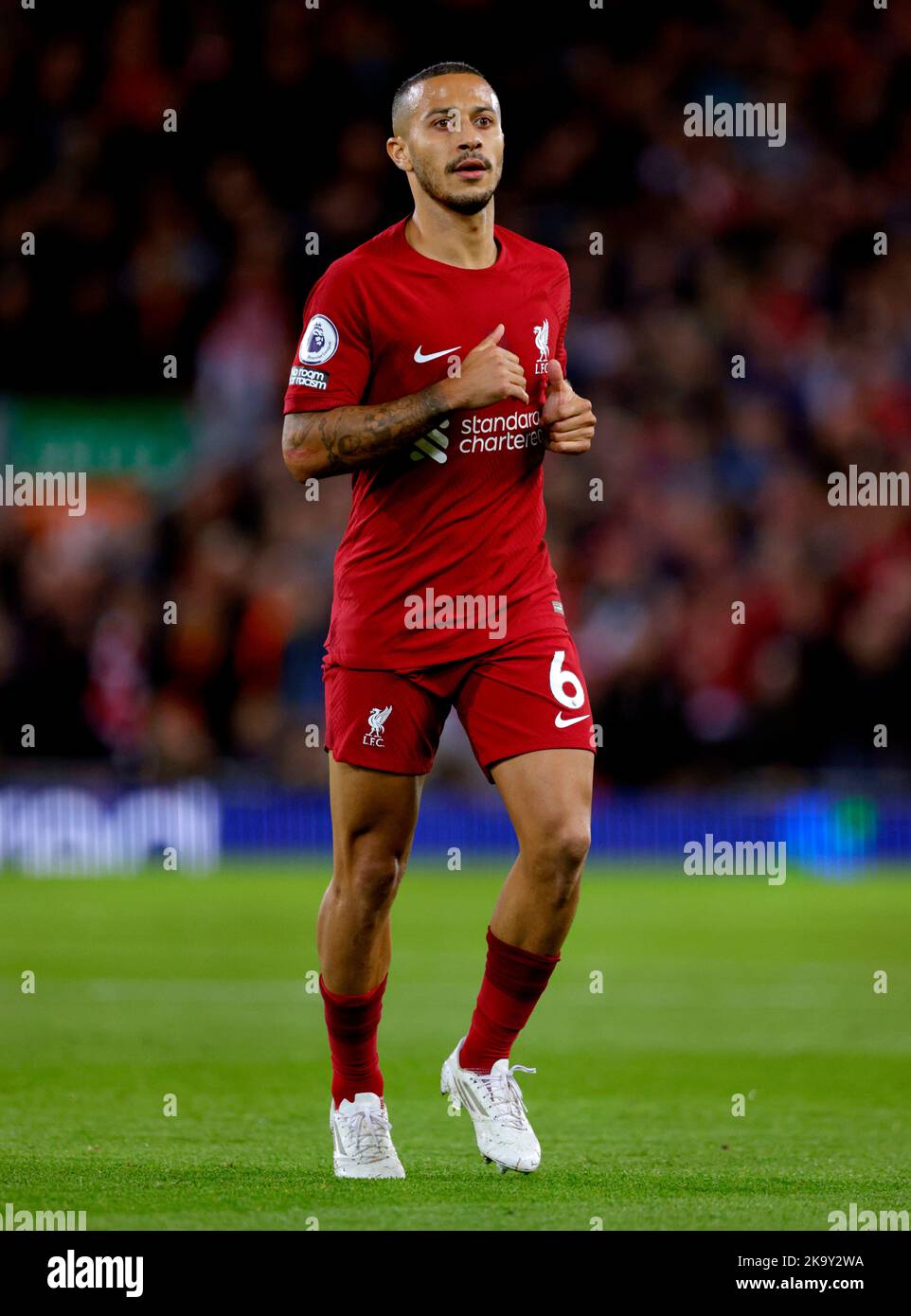 Liverpool's Thiago Alcantara during the Premier League match at Anfield ...