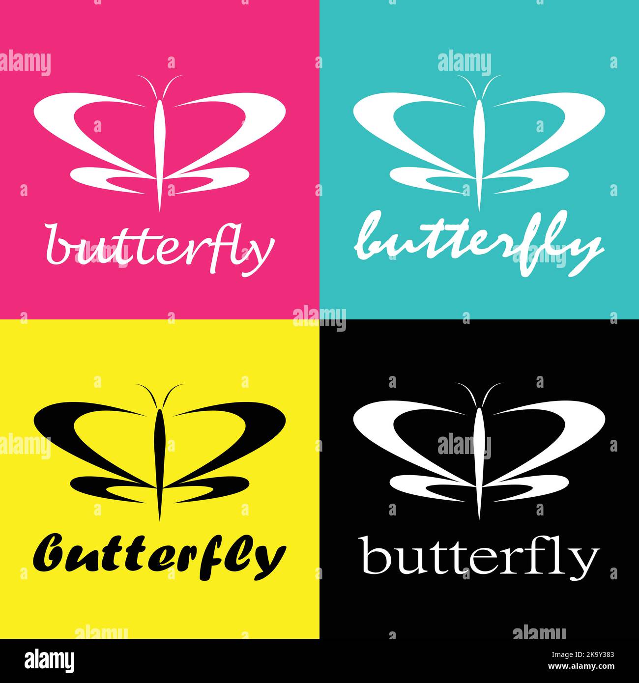 Vector group of butterfly colored cmyk print. Easy editable layered ...