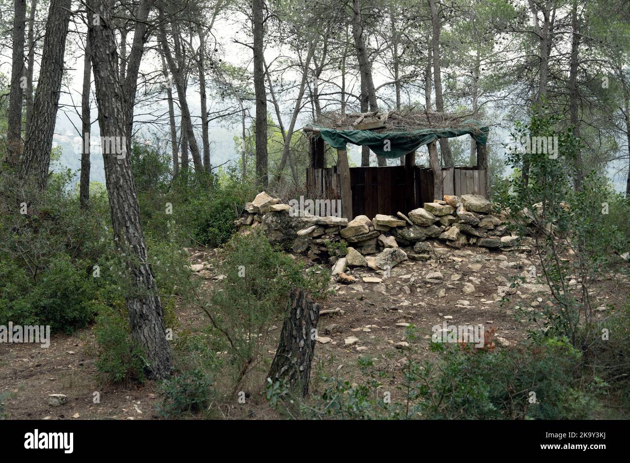 Barcelona, Spain - October 23, 2022: Small refuge in the forest for ...