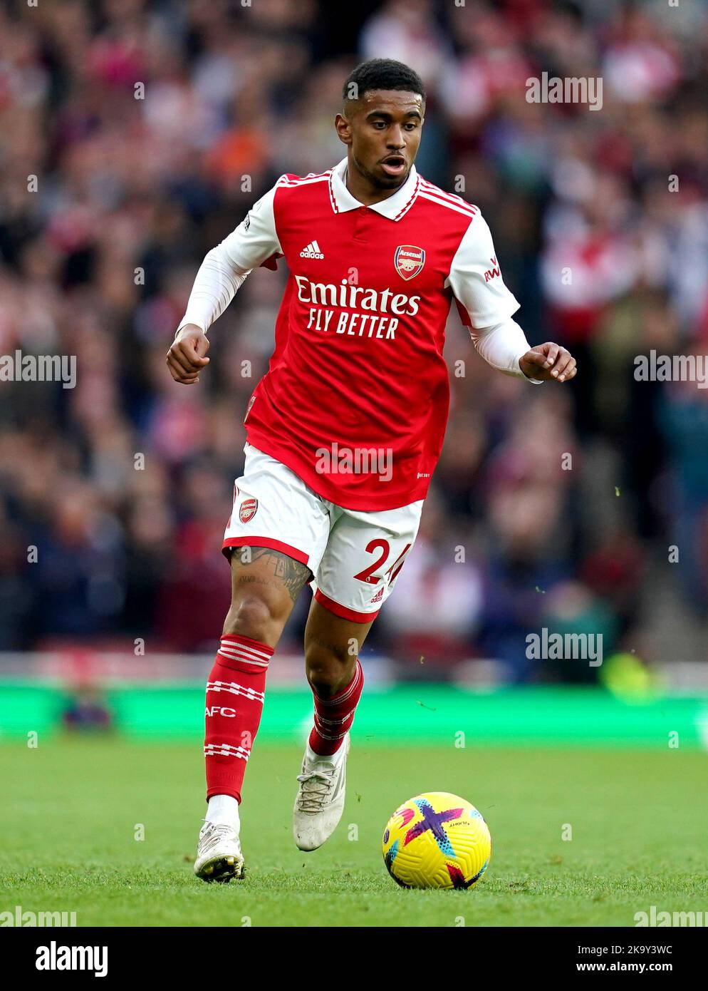 Arsenal's Reiss Nelson during the Premier League match at the Emirates ...