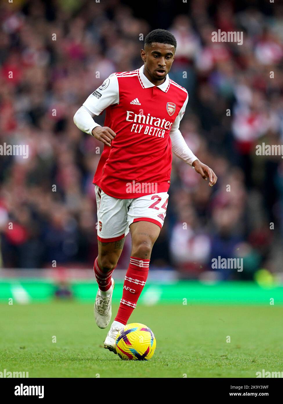 Arsenal's Reiss Nelson during the Premier League match at the Emirates ...