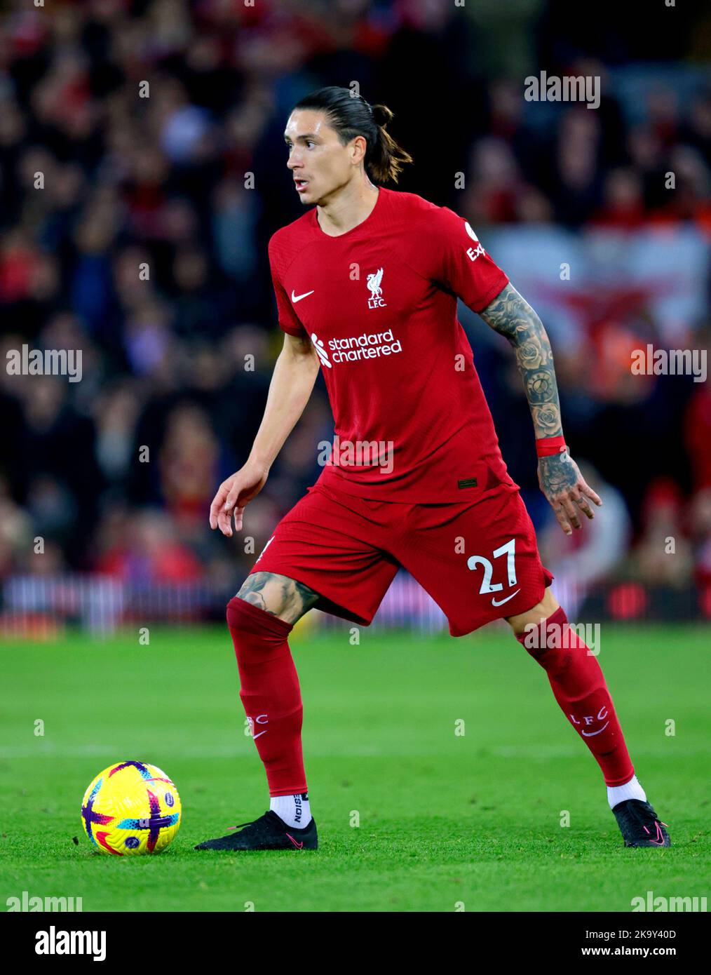 Liverpool's Darwin Nunez during the Premier League match at Anfield, Liverpool. Picture date ...