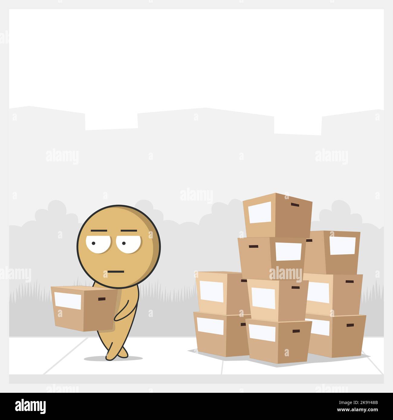 Man stack cardboard boxes Stock Vector Images - Alamy