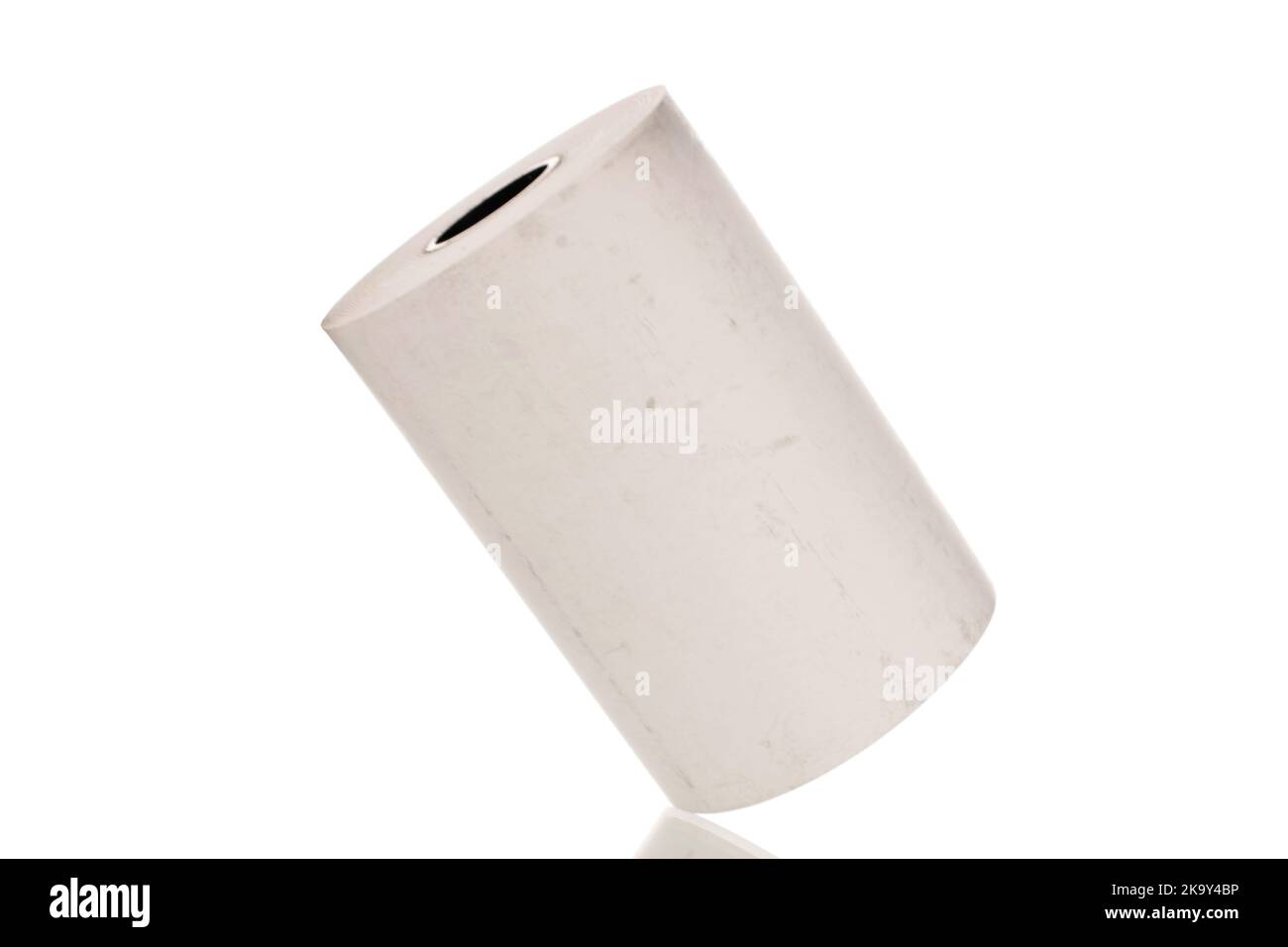 One paper cash register tape, close-up isolated on white Stock Photo ...