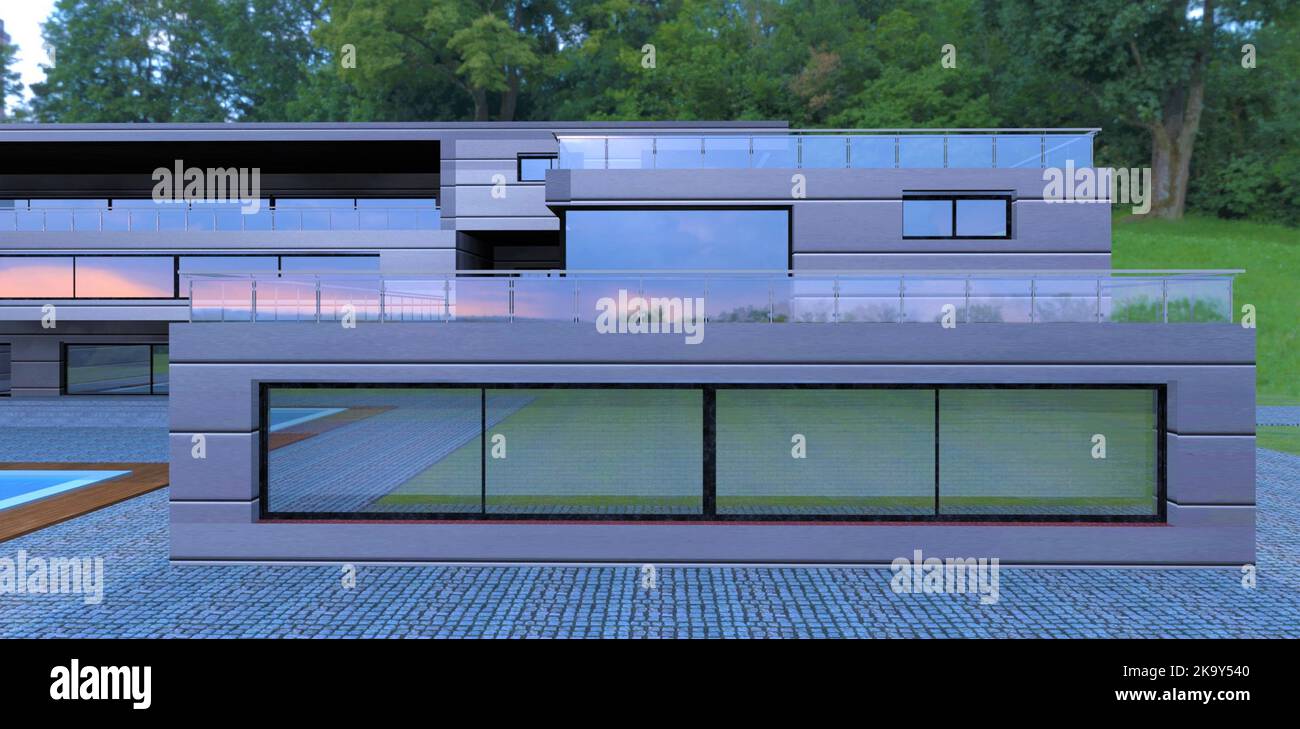 Modern low-rise office building finished with aesthetic heat-efficient ...