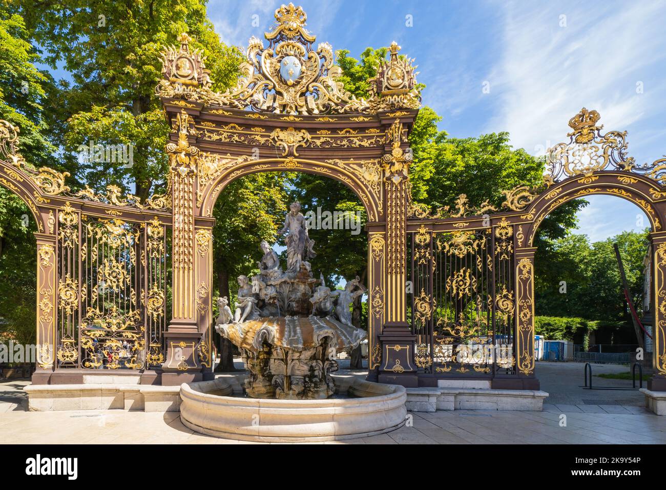 03.07.2022 Nancy, Grand Est, France.gilded wrought iron gate leading ...