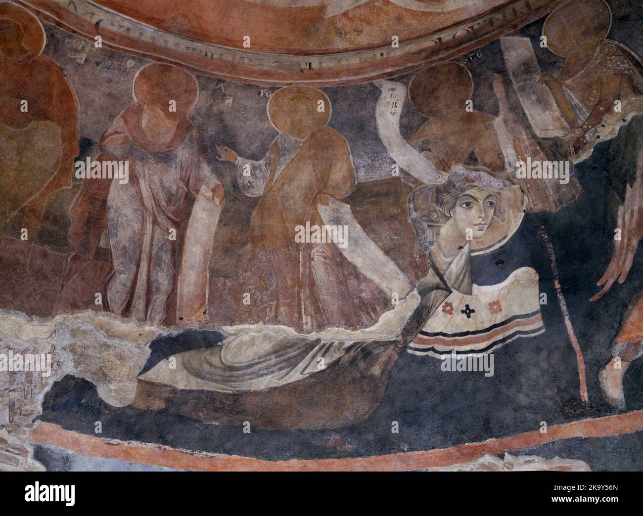 Mural painting of flying Angel from 10th century of Rotunda (rotonda ...