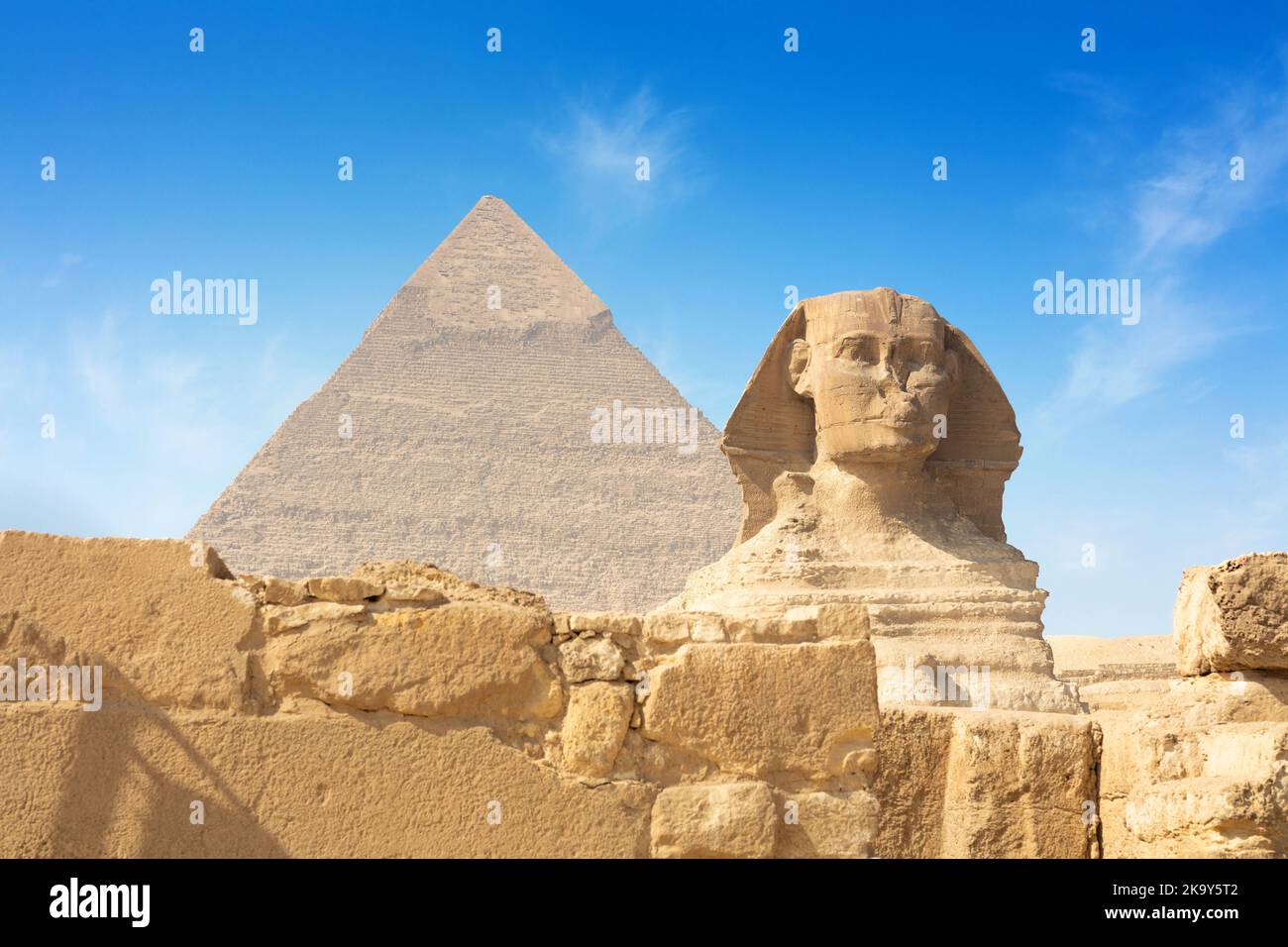 Egyptian Great Sphinx full body portrait with head, feet with all ...