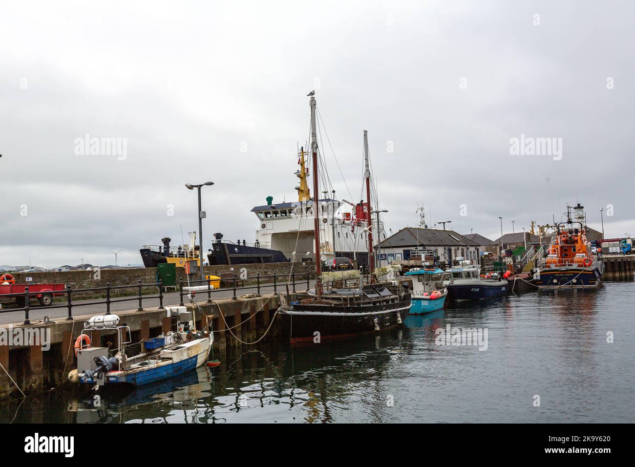 Ships in harbor, Kirkwall, Orkney, an archipelago, Scotland, UK Stock ...