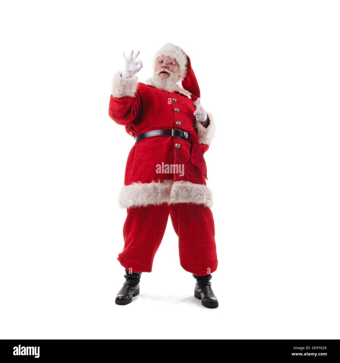 Santa Claus showing ok sign, isolated on white background Stock Photo ...