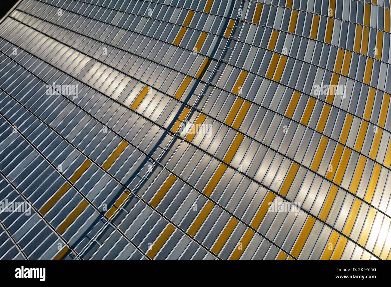 Lechia sports stadium in Gdańsk. The sun illuminates the facade of the ...