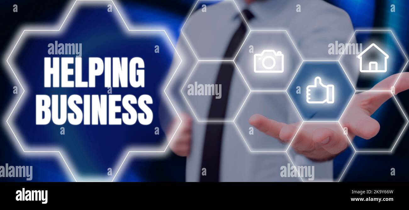 Conceptual caption Helping Business. Business showcase ability of an ...
