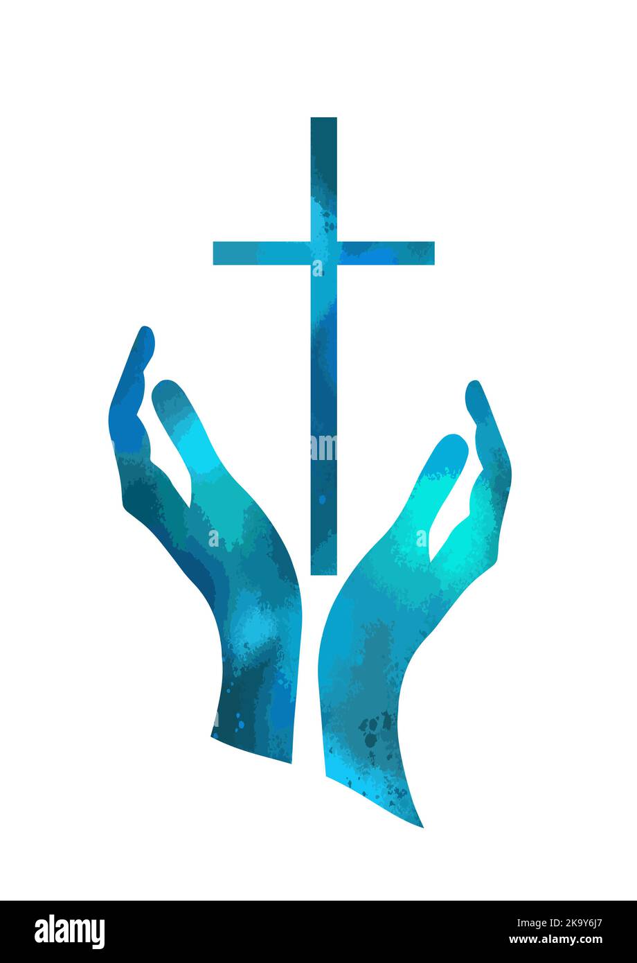blue religious cross in hand. Vector illustration Stock Vector Image ...