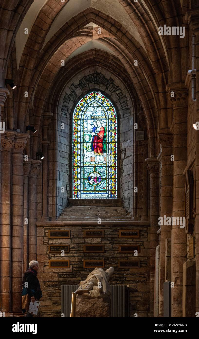 Tomb of John Rae and Stained glass windows in St Magnus Cathedral ...