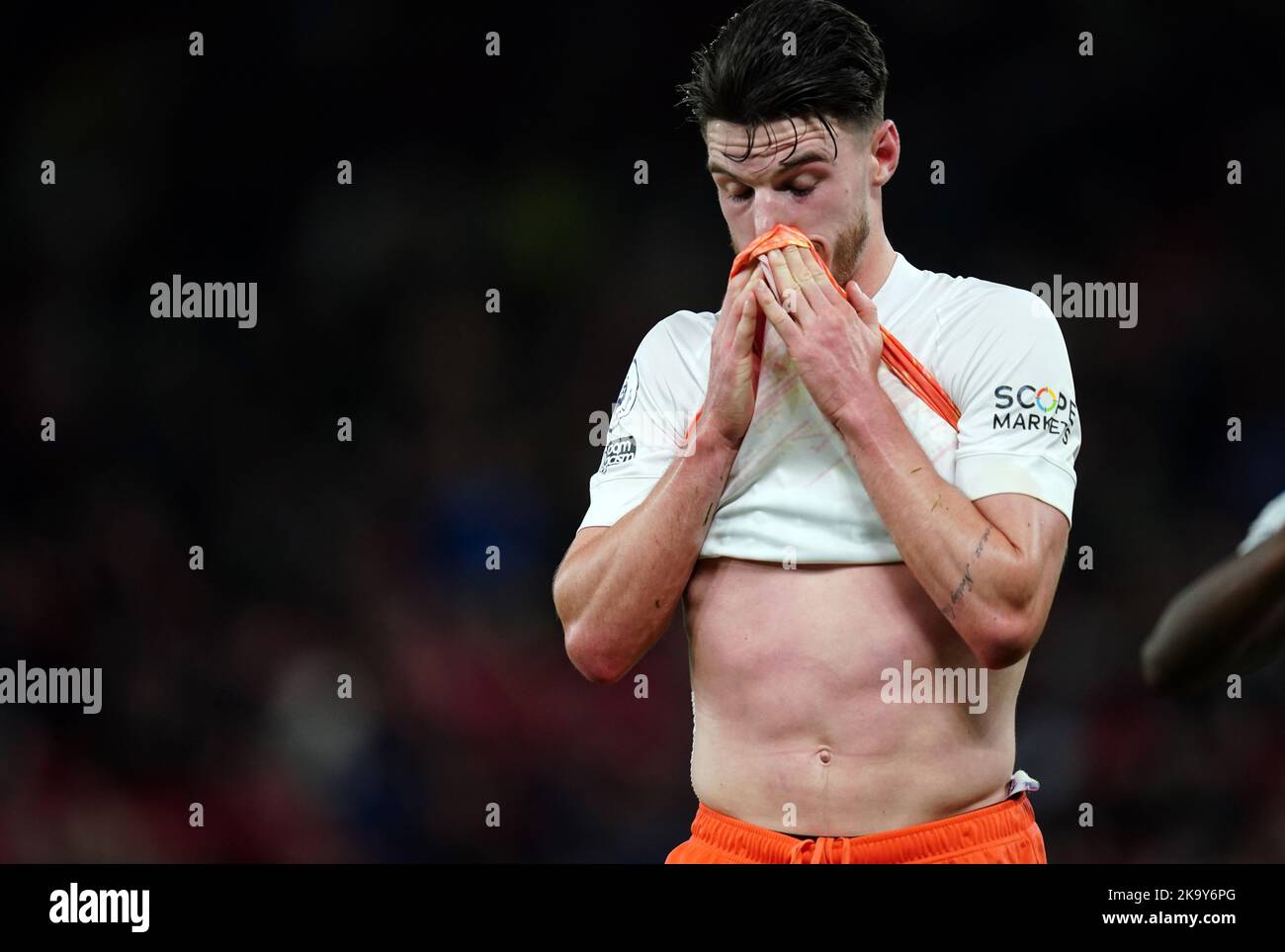 West Ham United's Declan Rice reacts following the Premier League match ... West Ham United's Declan Rice reacts following the Premier League match ...