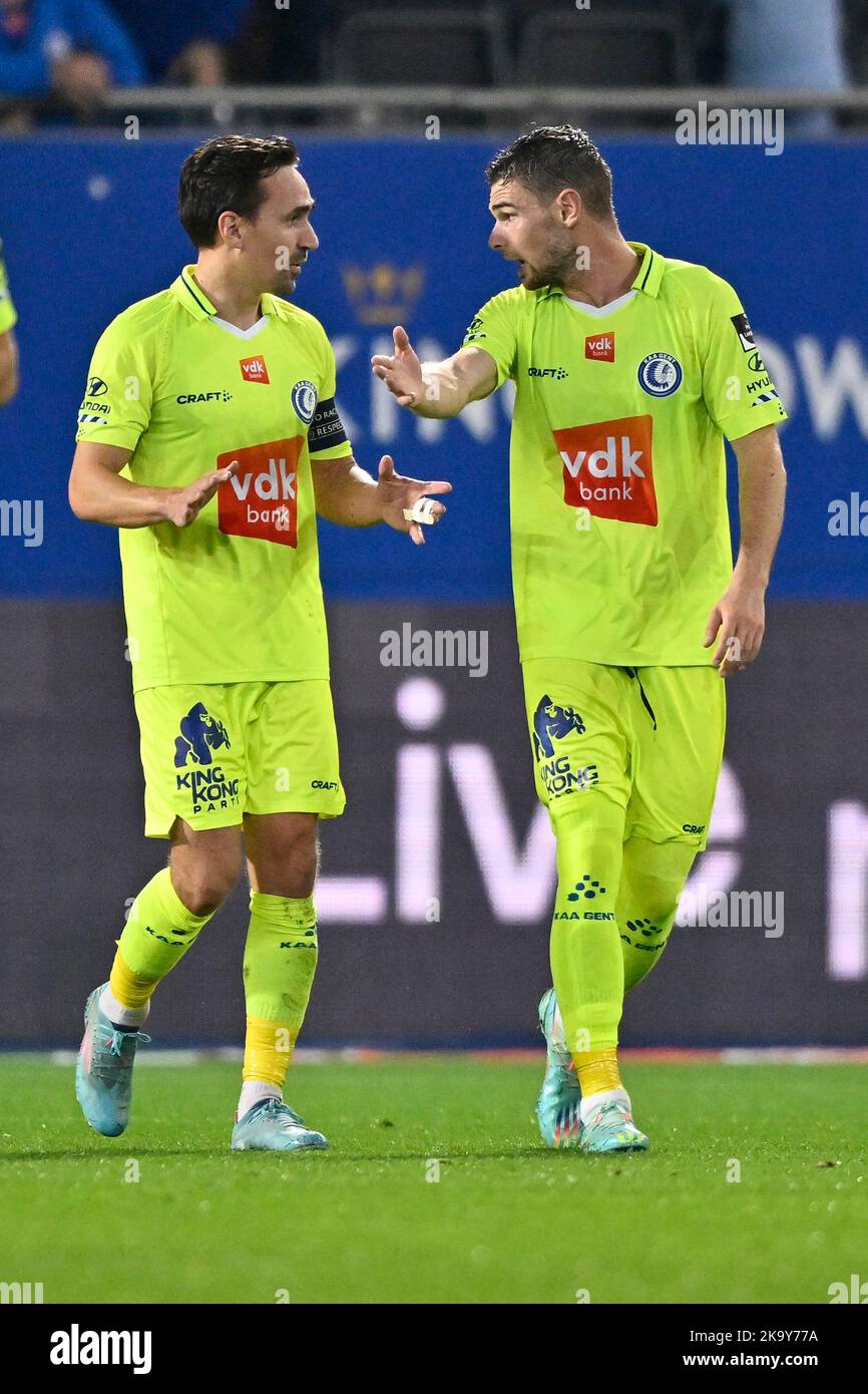 Gent's Sven Kums and Gent's Hugo Cuypers after scoring during a soccer ...