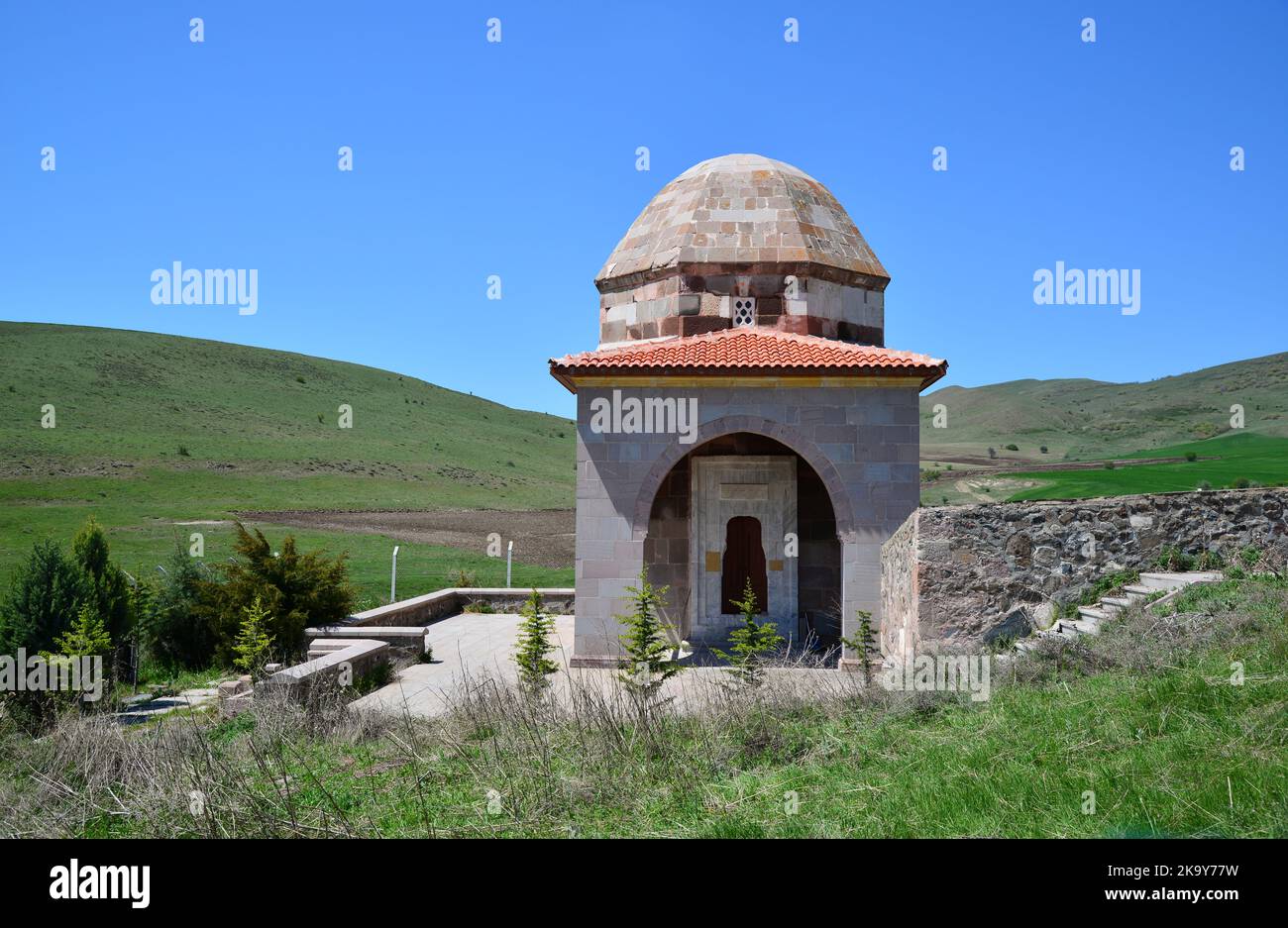 Haci Tugrul Baba Tomb, located in the countryside of the Turkish city ...