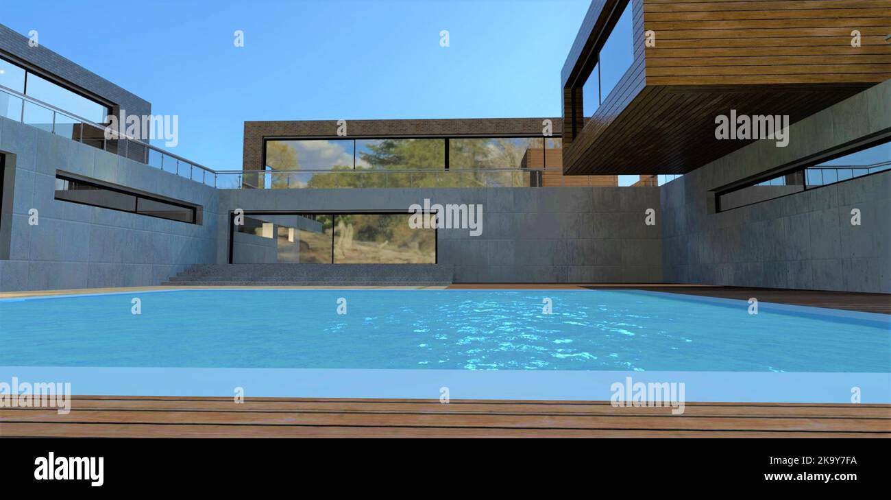 Stunning pool in the yard of a cozy country cottage. Unusual ...