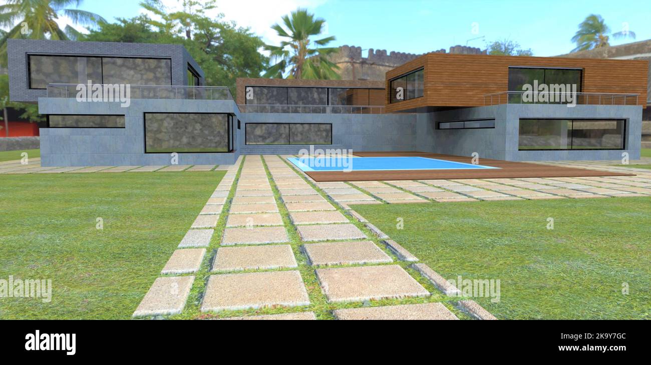 Impromptu visualization. The project of a tropical cottage made of ...