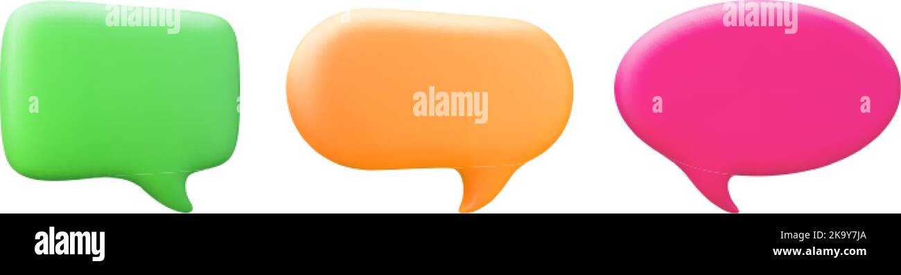 Isolated neon 3d speech bubbles for chat, text or voice message. Dialog ...