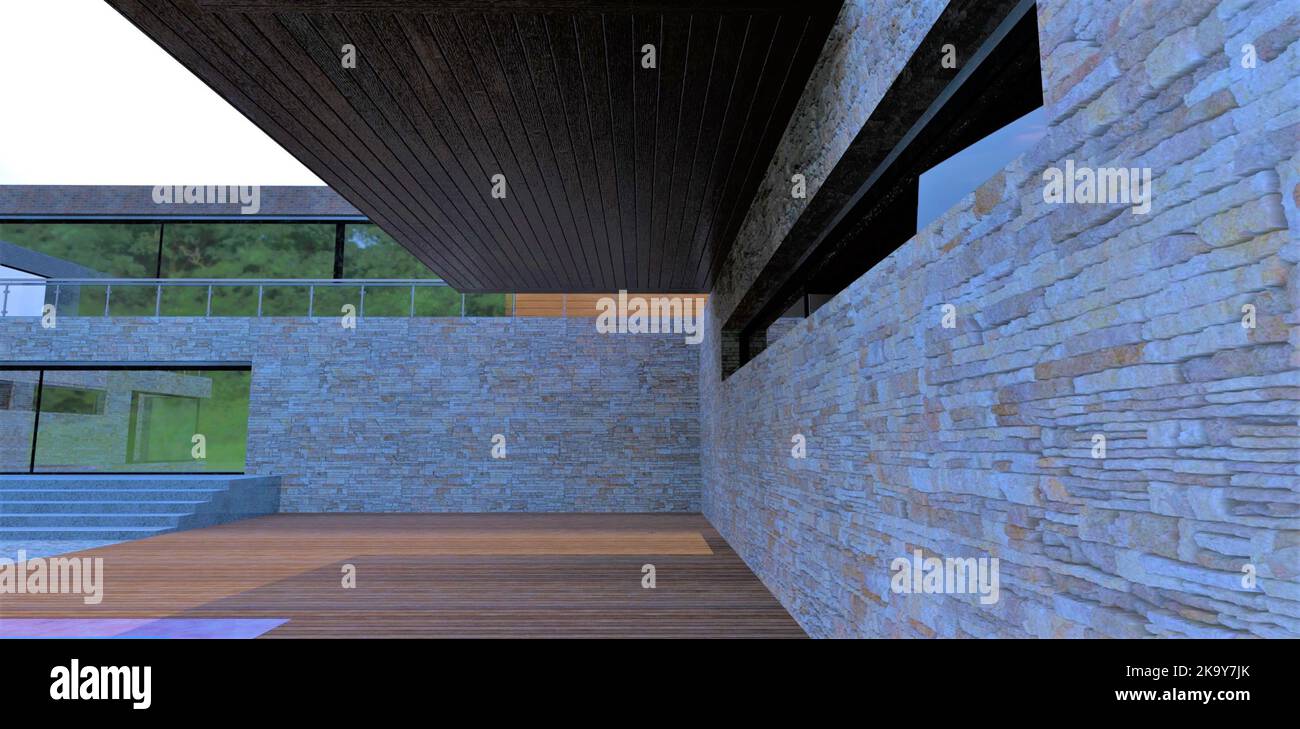 Wall cladding design with old yellow slate. Looks respectable, lasts a ...