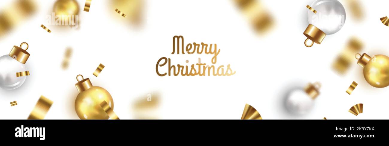 Christmas banner. Xmas background design with realistic christmas ball ...