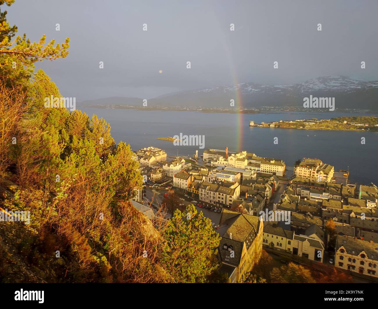 Alesund, Norway: 6 May 2022 - Panoramic view of Alesund afetr the rain ...
