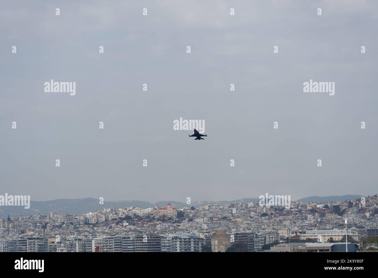 F-16C Block 52 plus fighter demonstrating flight air show. HAF Hellenic ...