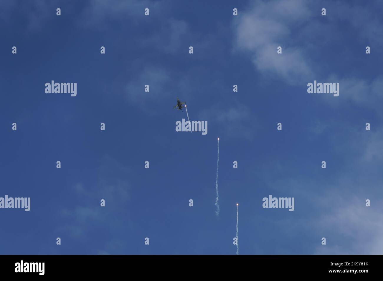 F-16C Block 52 plus fighter demonstrating flight air show. HAF Hellenic ...