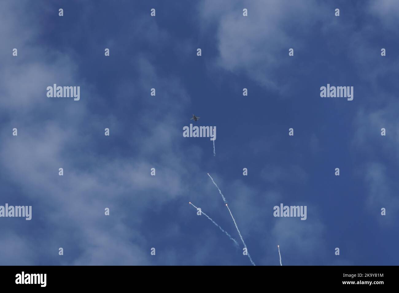 F-16C Block 52 plus fighter demonstrating flight air show. HAF Hellenic ...