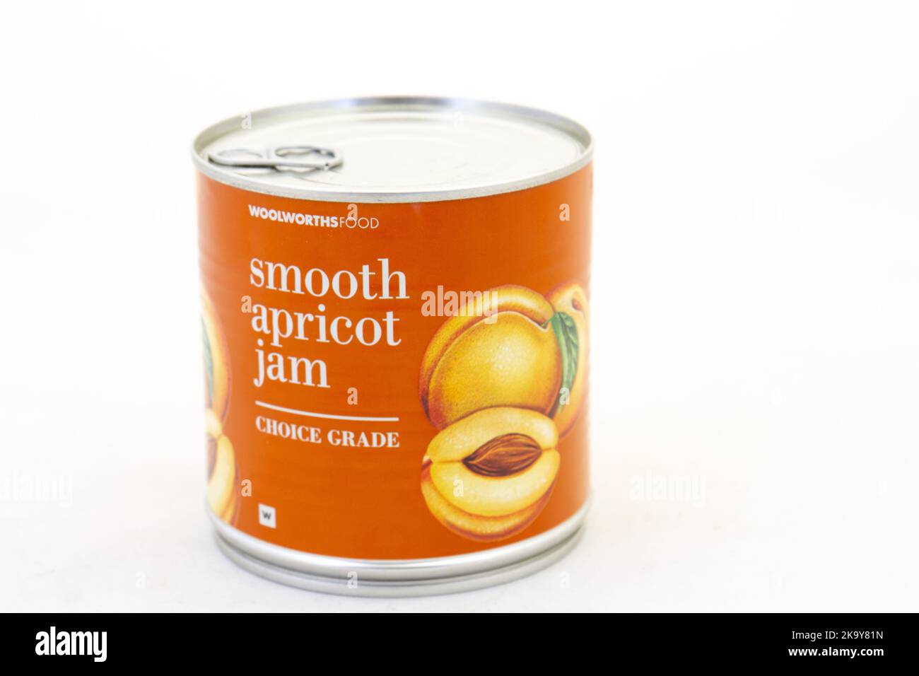 Johannesburg, South Africa - a tin of Woolworths Food apricot jam ...