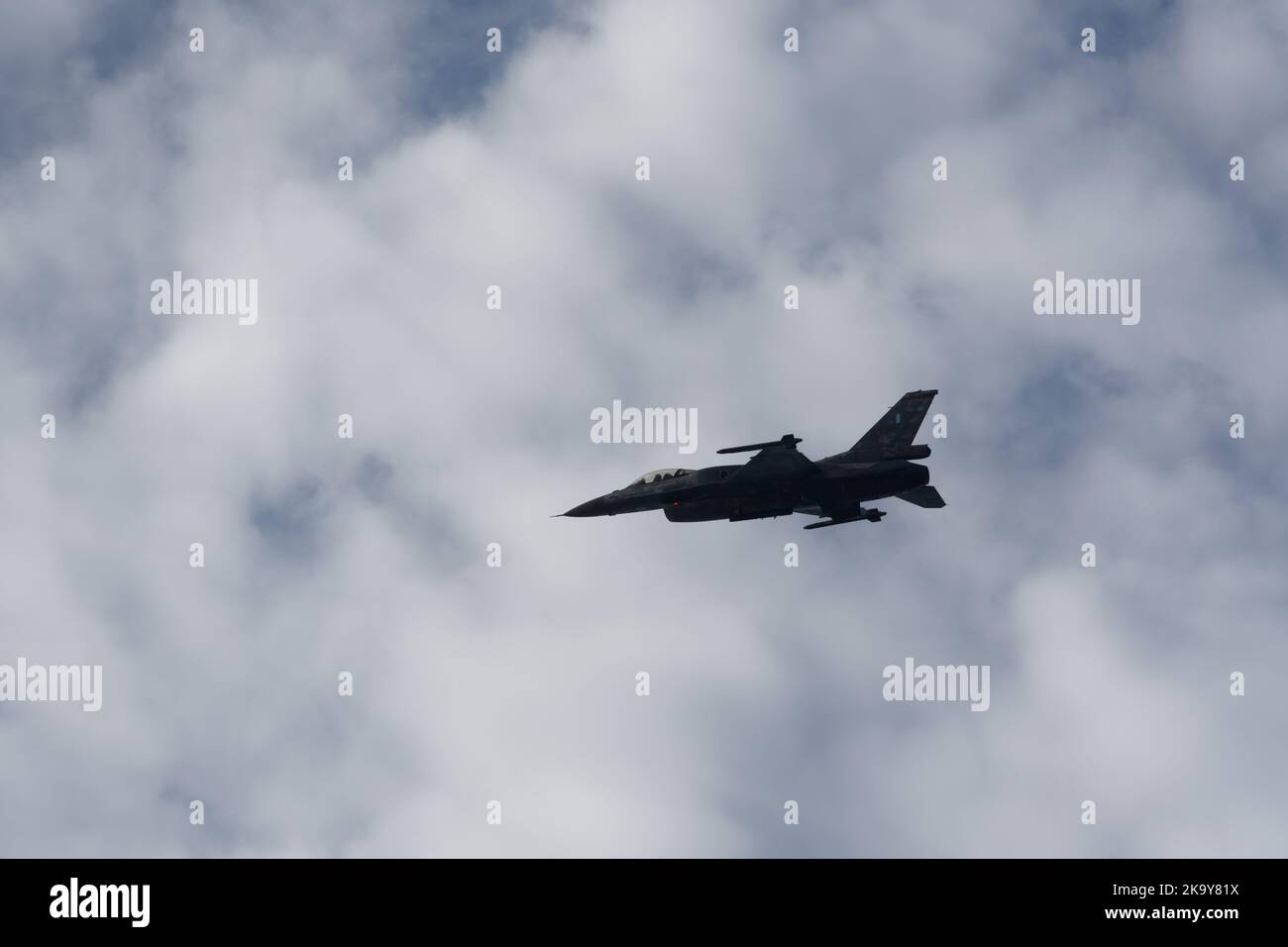 F-16C Block 52 plus fighter demonstrating flight air show. HAF Hellenic ...