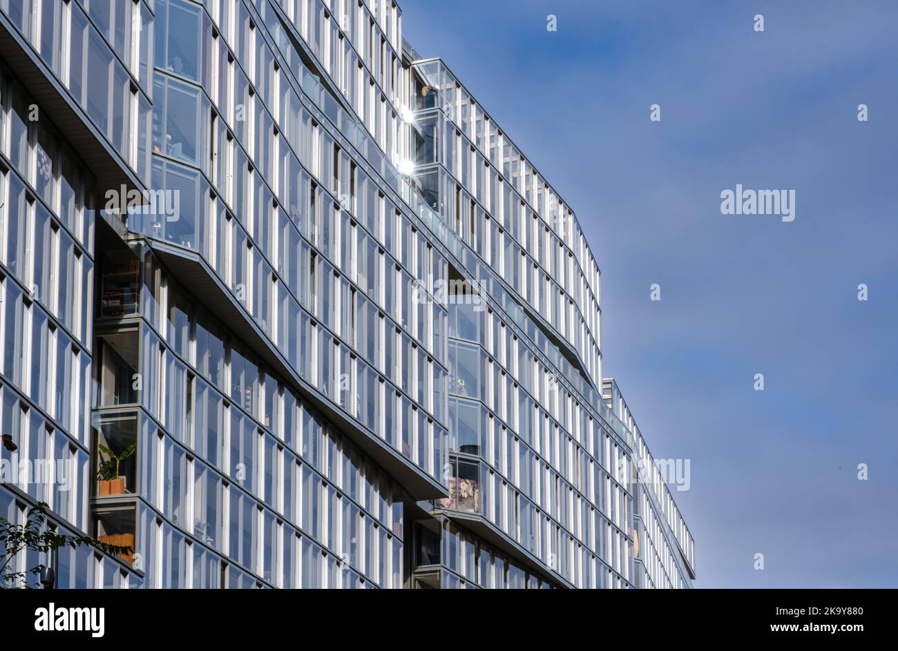 Dawson House, high rise modern building with many windows at Battersea ...