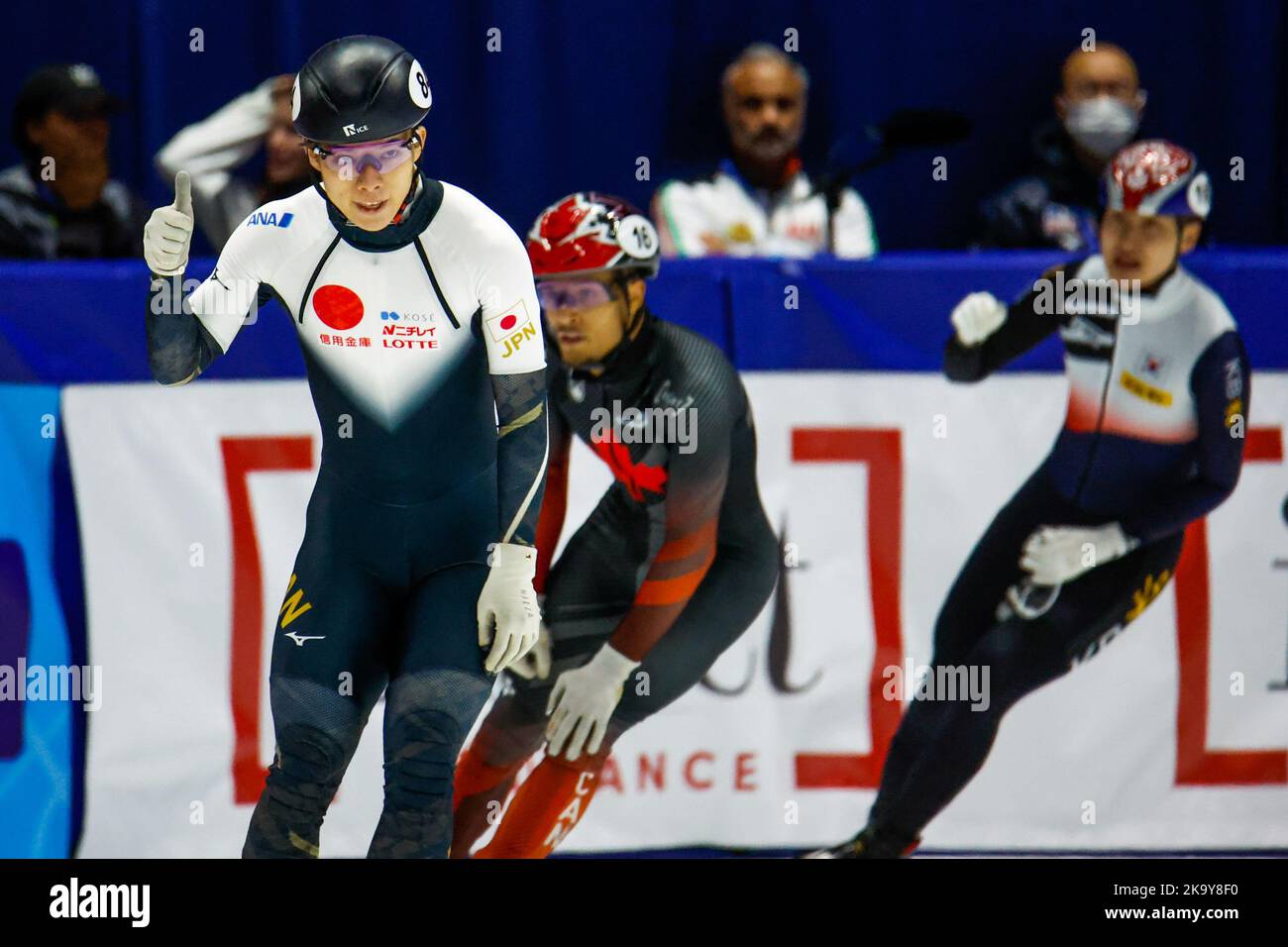MONTREAL, CANADA - OCTOBER 30: Shogo Miyata of Japan competing during the Short Track Speed ...