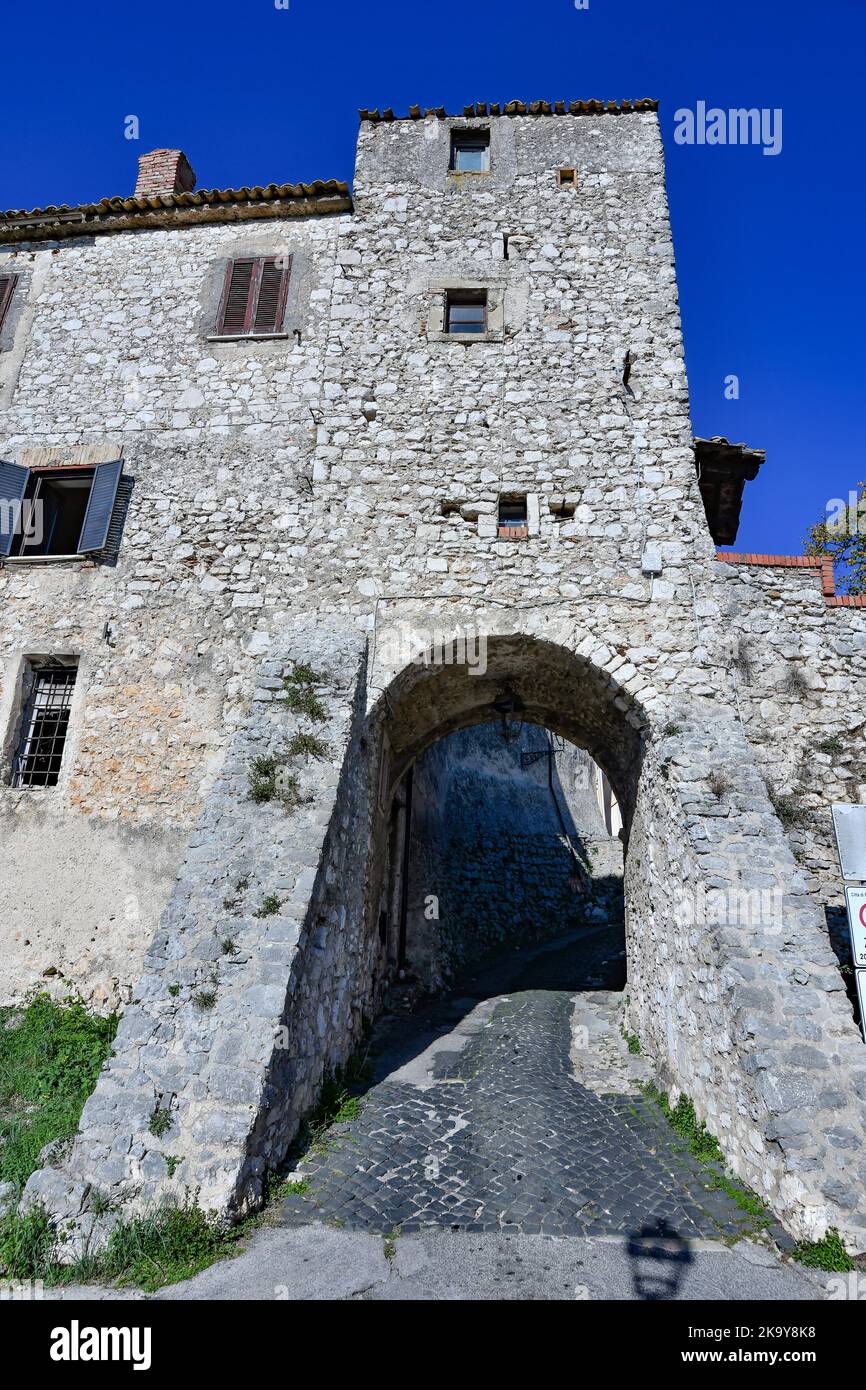 An ancient entrance arch in Boville Ernica, a historic town in the ...